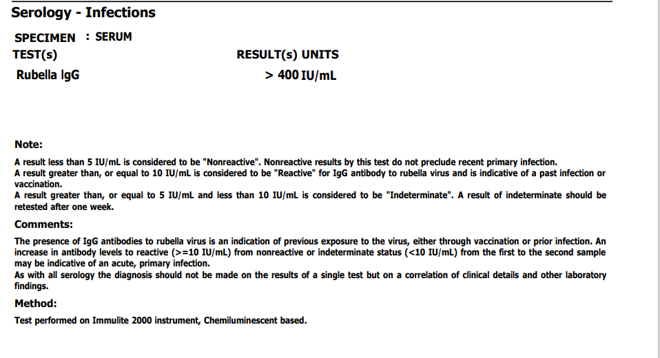 Ask a Hematologist Online for Rubella IgG Test