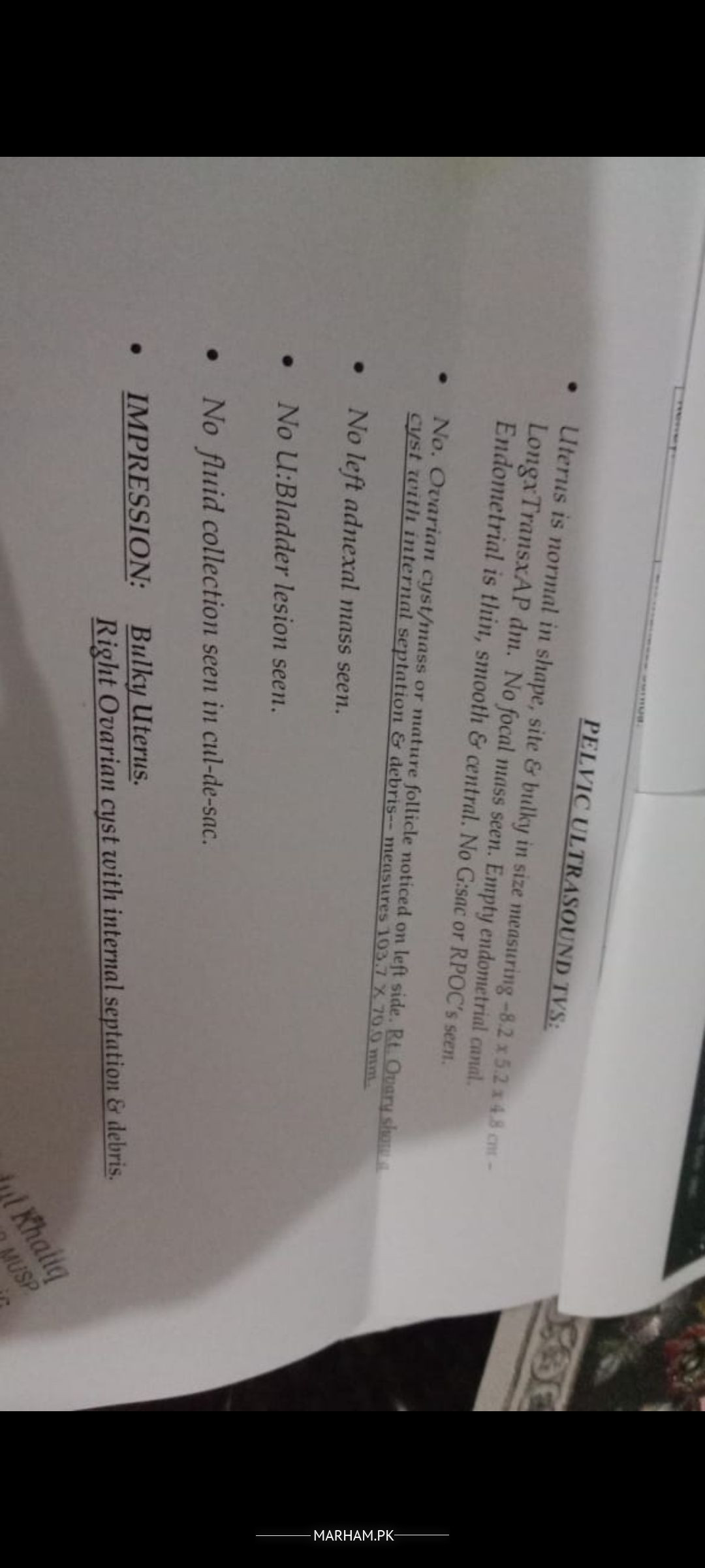 Ask a Gynecologist Online for Please Check TVS Scan