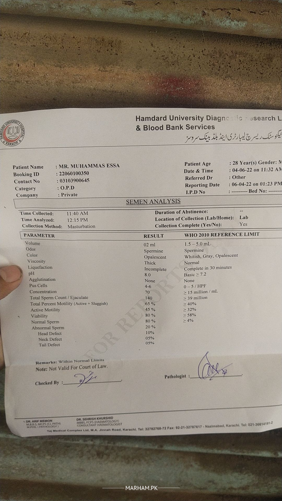 Ask a Gynecologist Online for Is Semen Test Normal