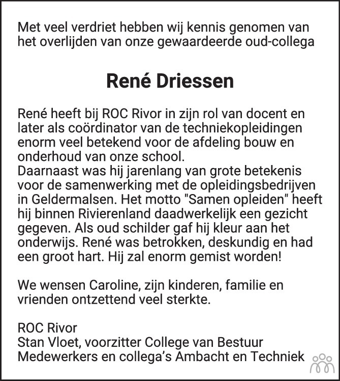 René Driessen 24 januari 2021 • overlijdensbericht en condoleances ...
