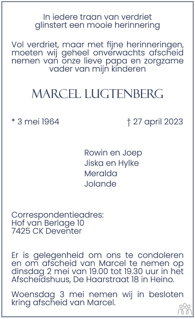Marcel Lugtenberg 27 april 2023 • overlijdensbericht en condoleances ...