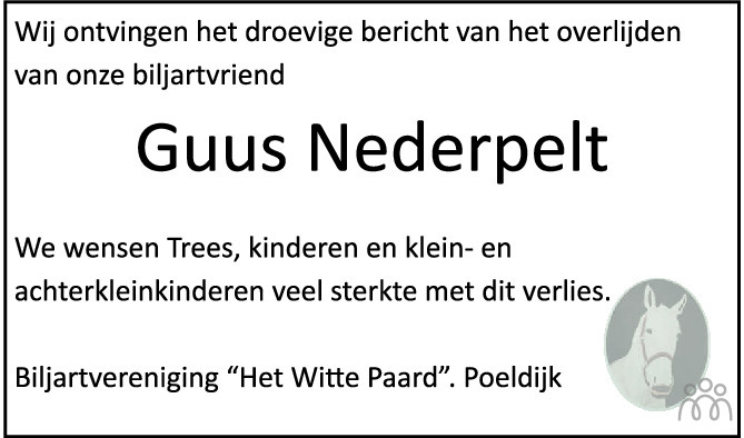 Guus Nederpelt 9 augustus 2023 • overlijdensbericht en condoleances ...