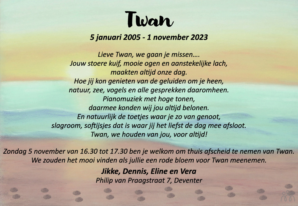 Twan Jansen 1 november 2023 • overlijdensbericht en condoleances ...