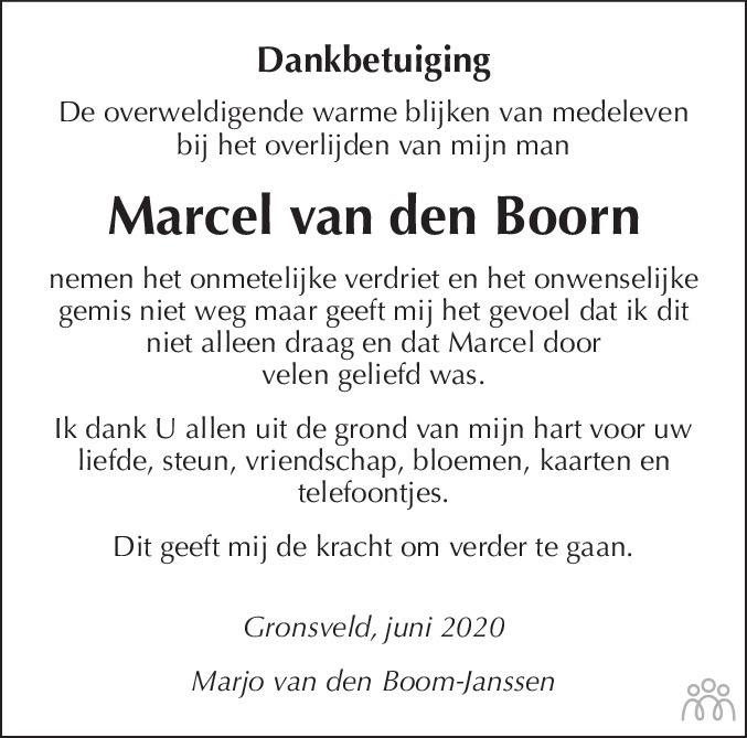 Marcel van den Boorn 11 mei 2020 • overlijdensbericht en condoleances ...