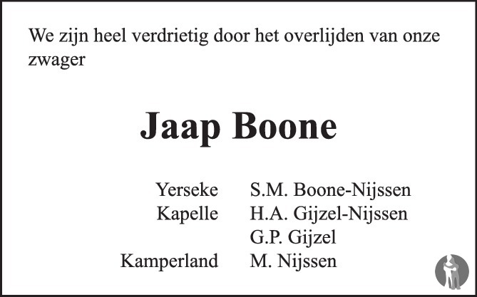 Jacob Boone 11 februari 2019 • overlijdensbericht en condoleances ...