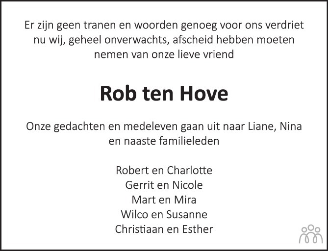 Rob ten Hove 23 september 2020 • overlijdensbericht en condoleances ...