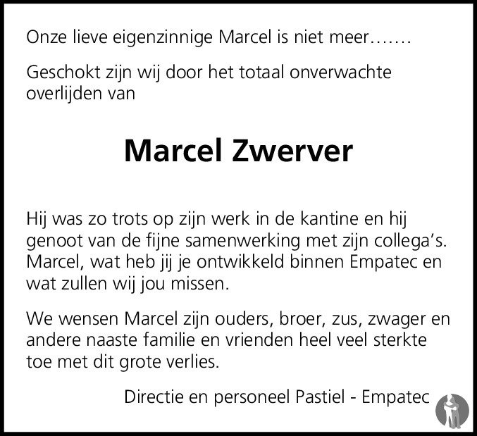 Marcel Zwerver 19 december 2017 • overlijdensbericht en condoleances ...