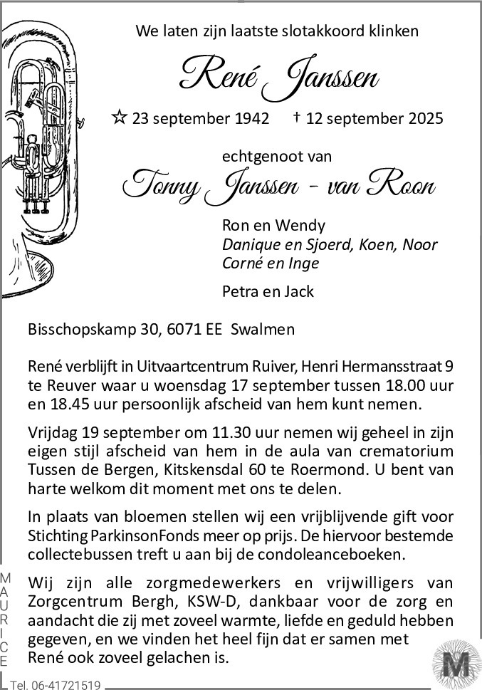 René Janssen 12 september 2025 • overlijdensbericht en condoleances ...