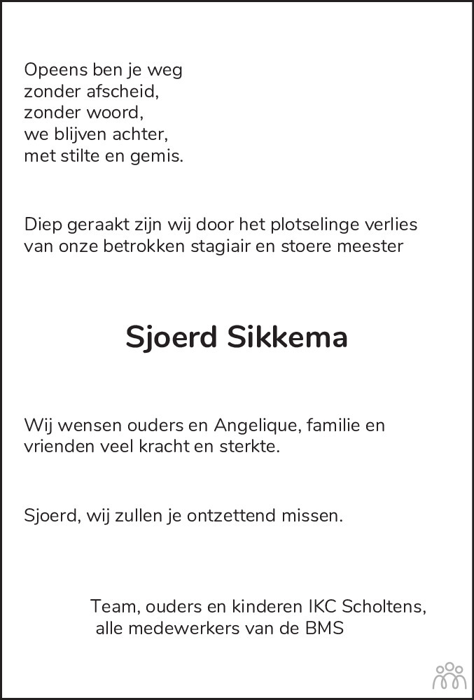 Sjoerd Sikkema • overlijdensbericht en condoleances - Mensenlinq