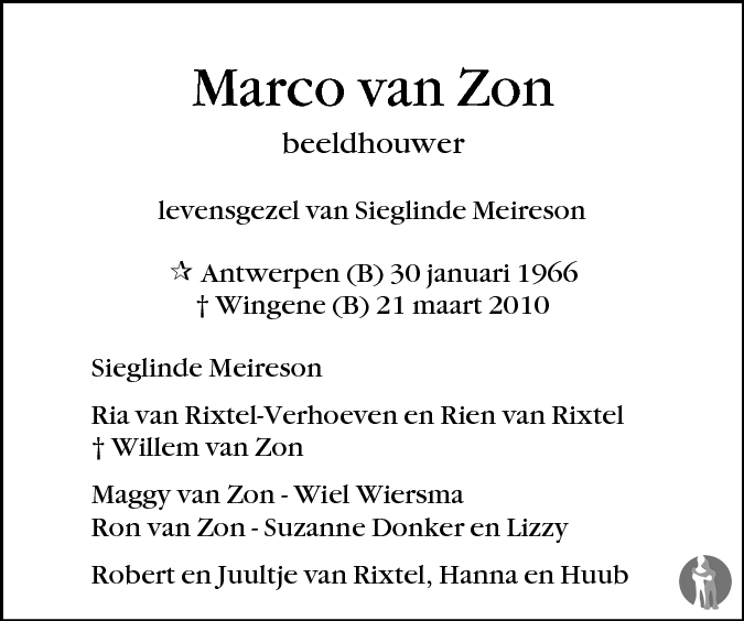 Marco van Zon 21 maart 2010 • overlijdensbericht en condoleances ...