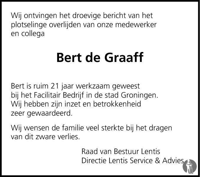 Bert de Graaff 28 april 2015 • overlijdensbericht en condoleances ...