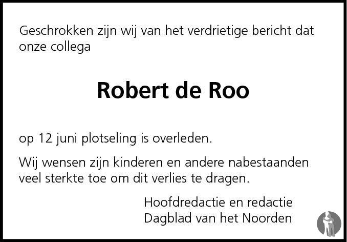 Robert de Roo 12 juni 2013 • overlijdensbericht en condoleances ...