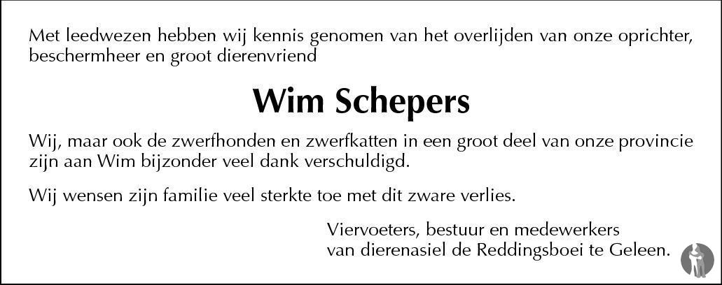 Wim Schepers 28 juni 2011 • overlijdensbericht en condoleances - Mensenlinq