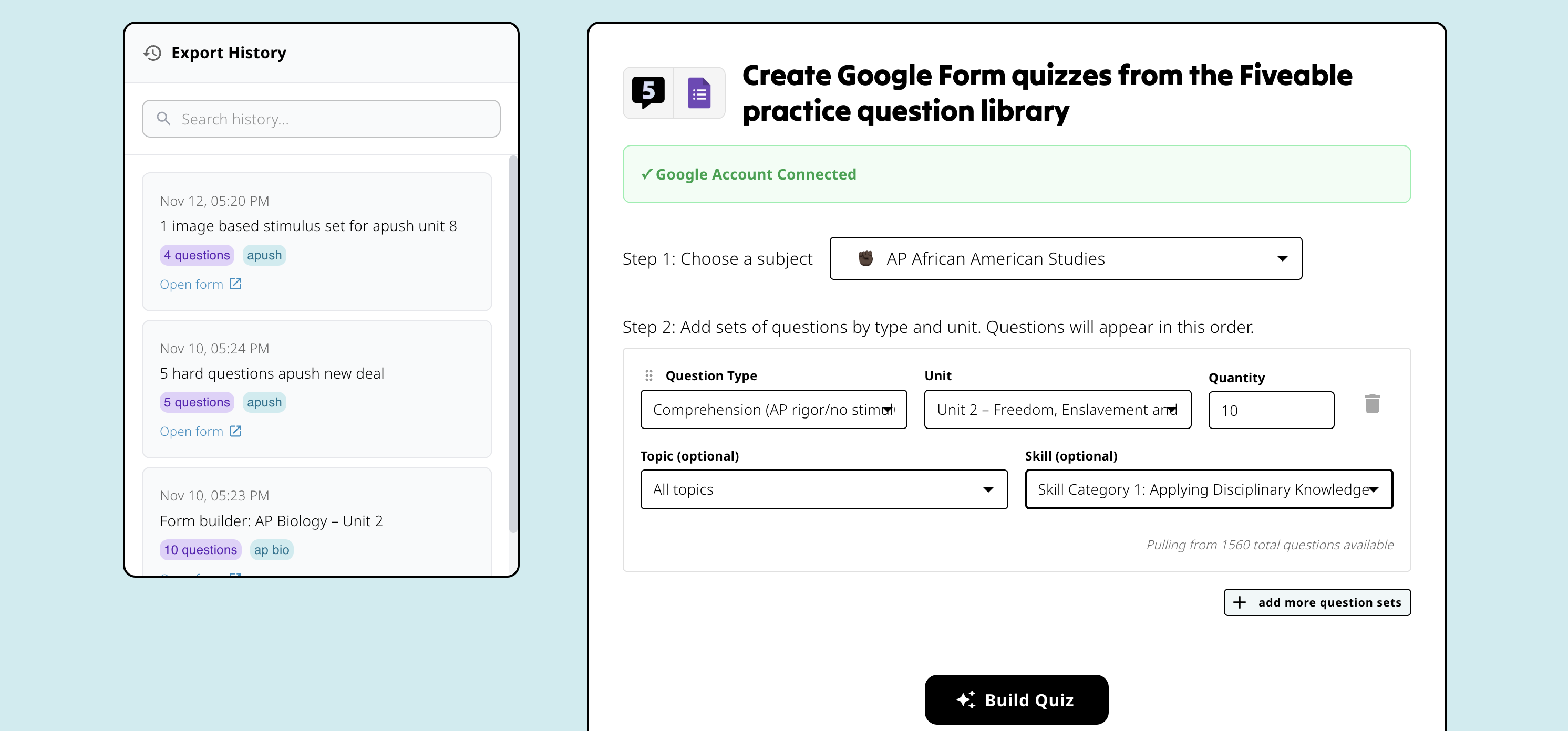 build quizzes on google forms with practice questions from the fiveable ...