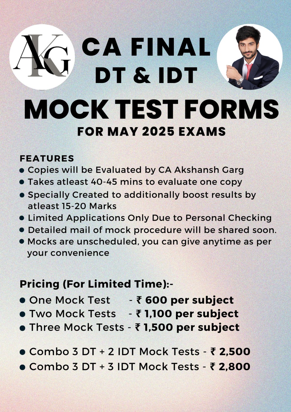 CA Final Group-2 Mock Tests May 25 | AKG Classes - CA Akshansh Garg