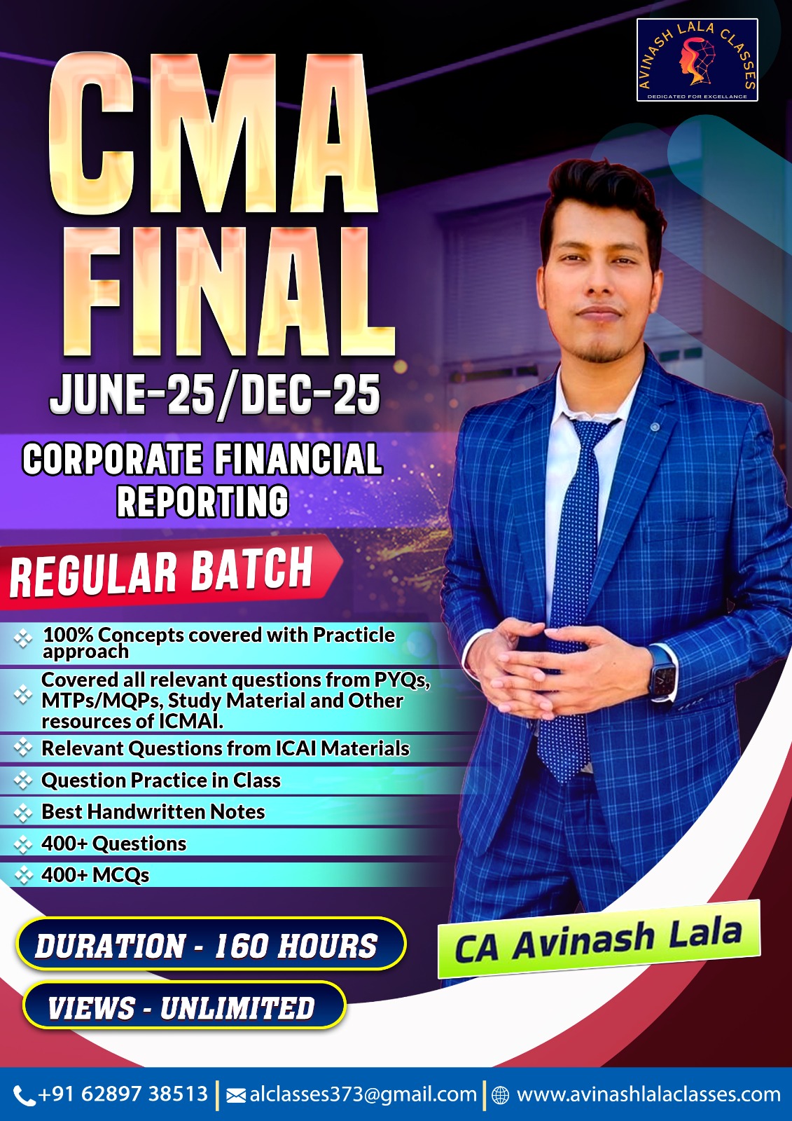 CMA Final Corporate Financial Reporting Regular Batch by CA. Avinash Lala | Avinash Lala Classes