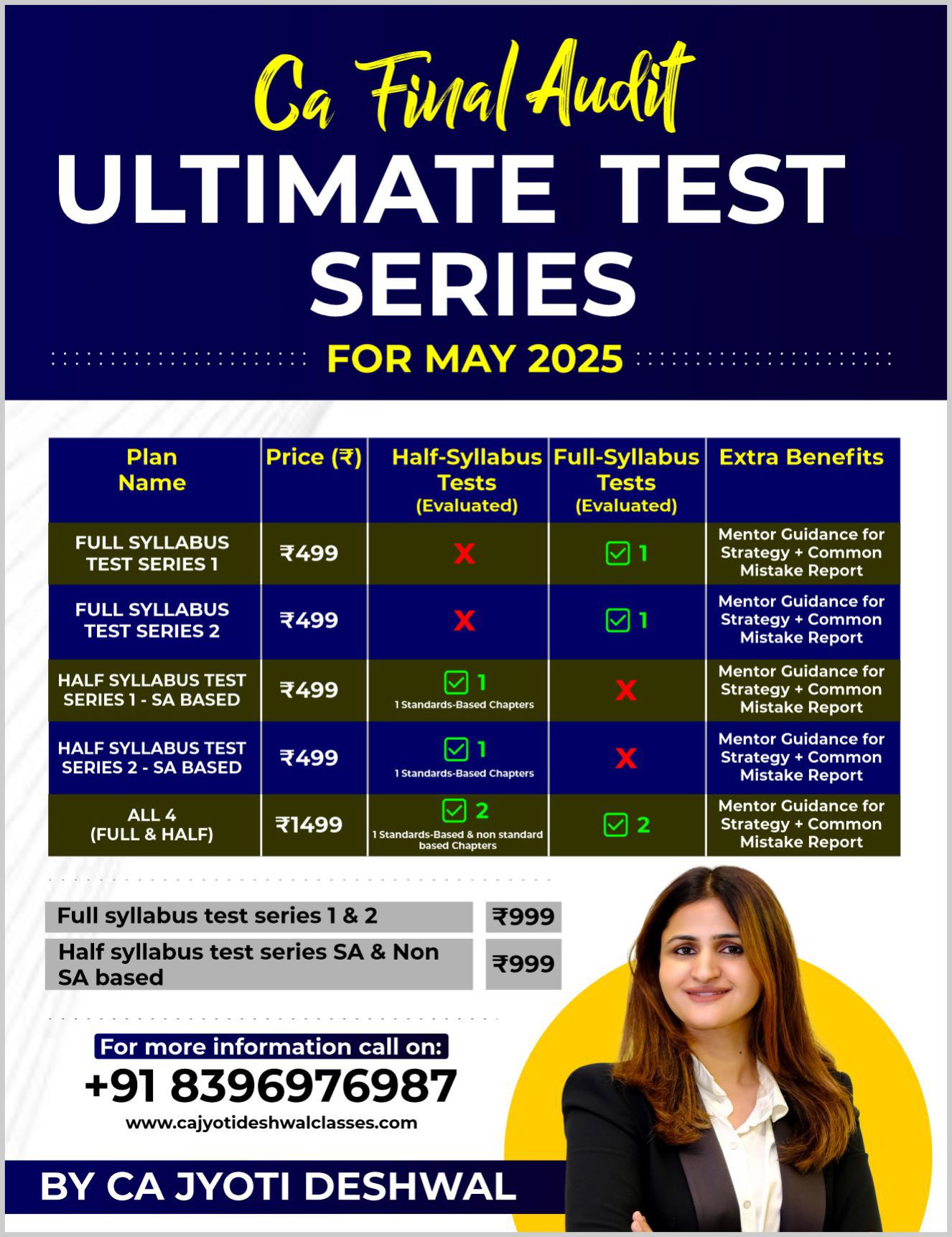 CA FINAL AUDIT ULTIMATE TEST SERIES | CA Jyoti Deshwal Classes