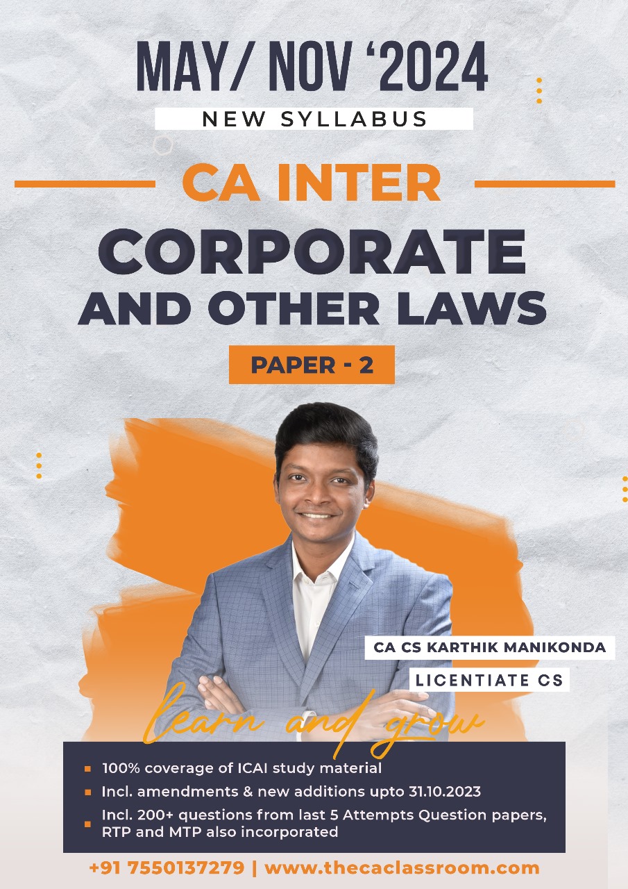 Book - CA Inter Law Book for SEPT 24 & JAN 25 | Concepts with Karthik