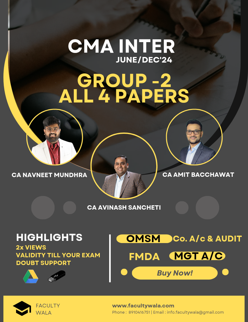 CMA Inter Full Group 2 Regular Batch Combo by CA Avinash Sancheti, CA ...