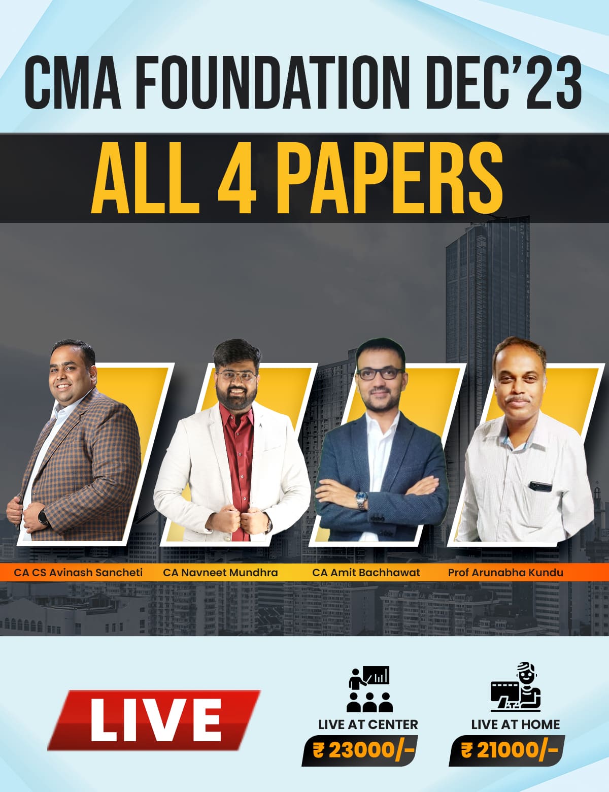 CMA Foundation All 4 Subjects Live Batch Dec'23 | Navin Classes