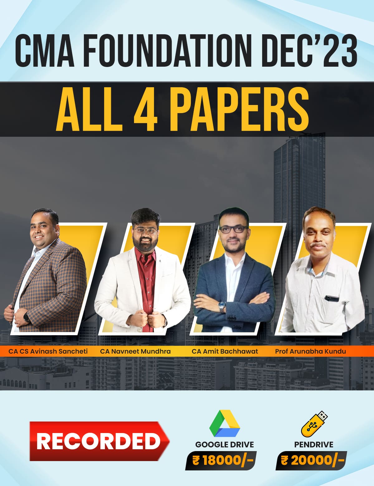 CMA Foundation All 4 Subjects Recorded Batch Dec'23 | Navin Classes
