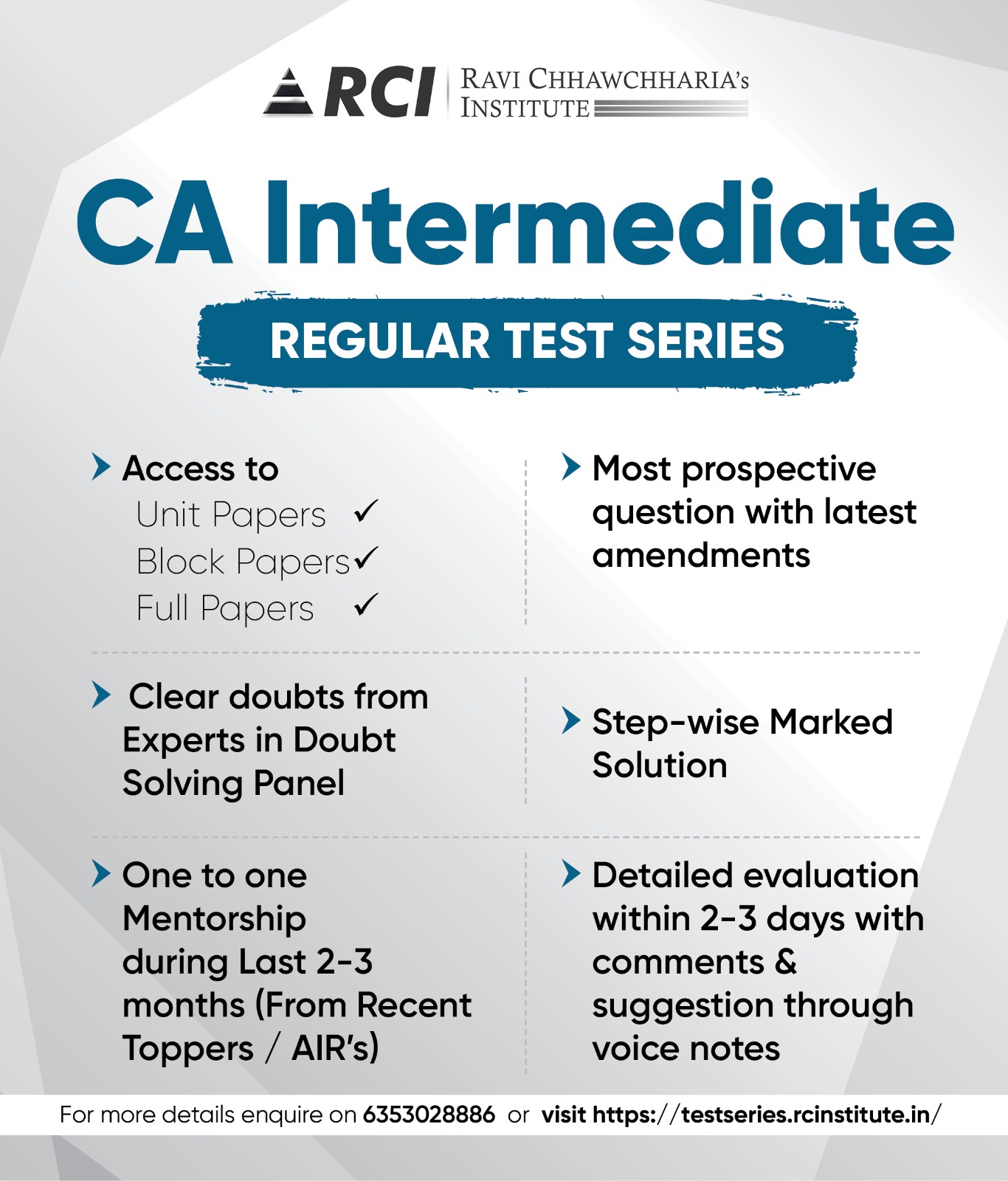 CA Intermediate Regular Test Series | RCI Test Series