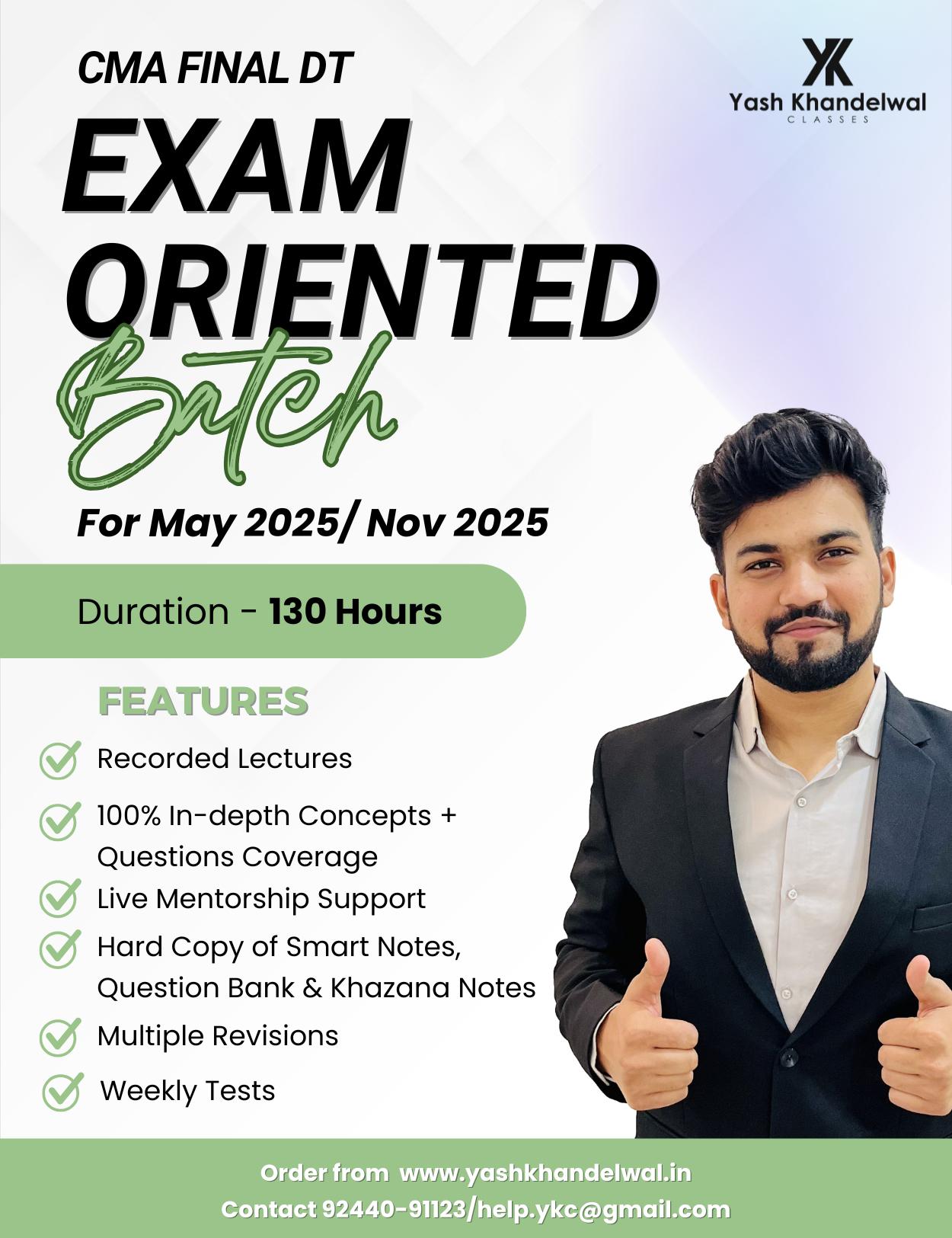 CMA Final DT - Exam Oriented Batch for June25/Dec25 (130 Hours) | Yash ...