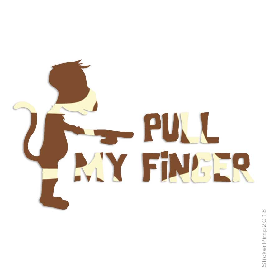Pull My Finger Monkey, Vinyl Decal Sticker, 40 Patterns & 3 Sizes, #546 ...