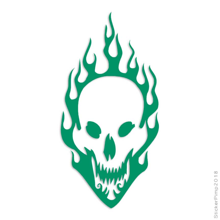 Skull Flames Fire, Vinyl Decal Sticker, Multiple Colors & Sizes #1383 ...