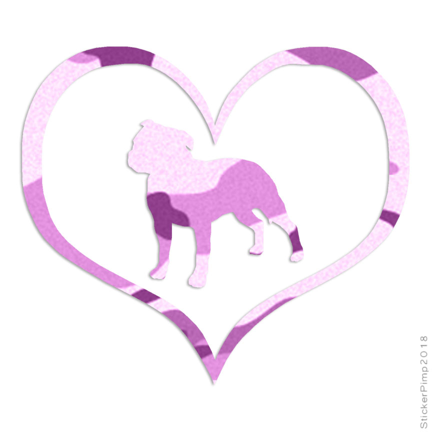 Heart Staffordshire Terrier , Vinyl Decal Sticker, 40 Patterns & 3 ...