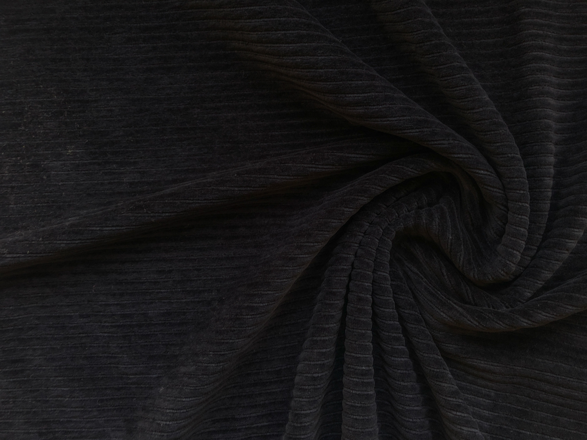 Ribbed Velour - Black - Stonemountain & Daughter Fabrics