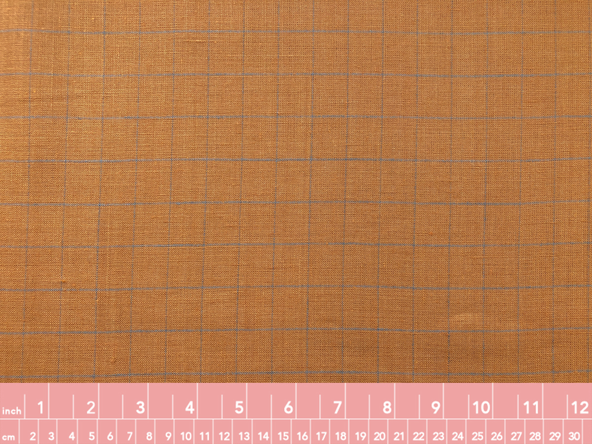 Yarn Dyed Linen - Pecan/Slate Windowpane Check - Stonemountain ...