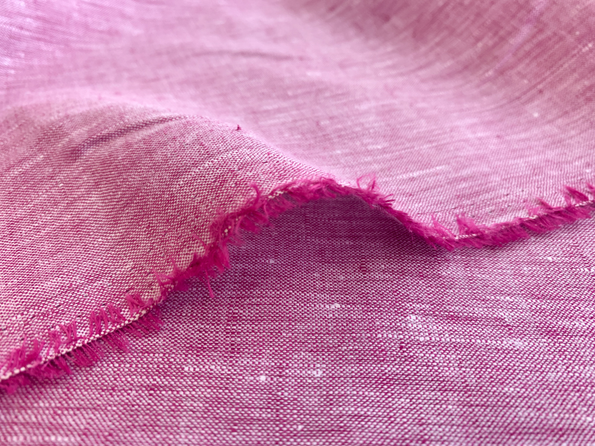 Chambray Linen Slub- Raspberry - Stonemountain & Daughter Fabrics