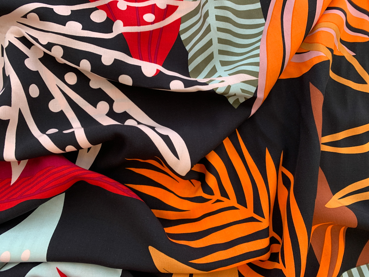 Rayon Poplin Print - Dali Jungle - Black - Stonemountain & Daughter Fabrics