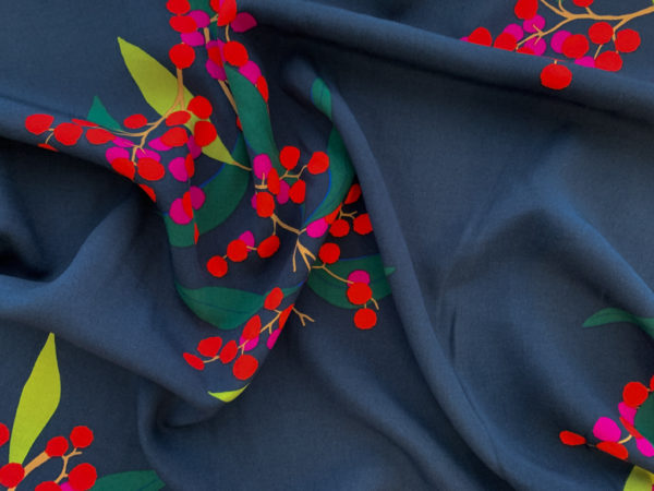 Rayon Voile - Berry Cluster - Navy - Stonemountain & Daughter Fabrics