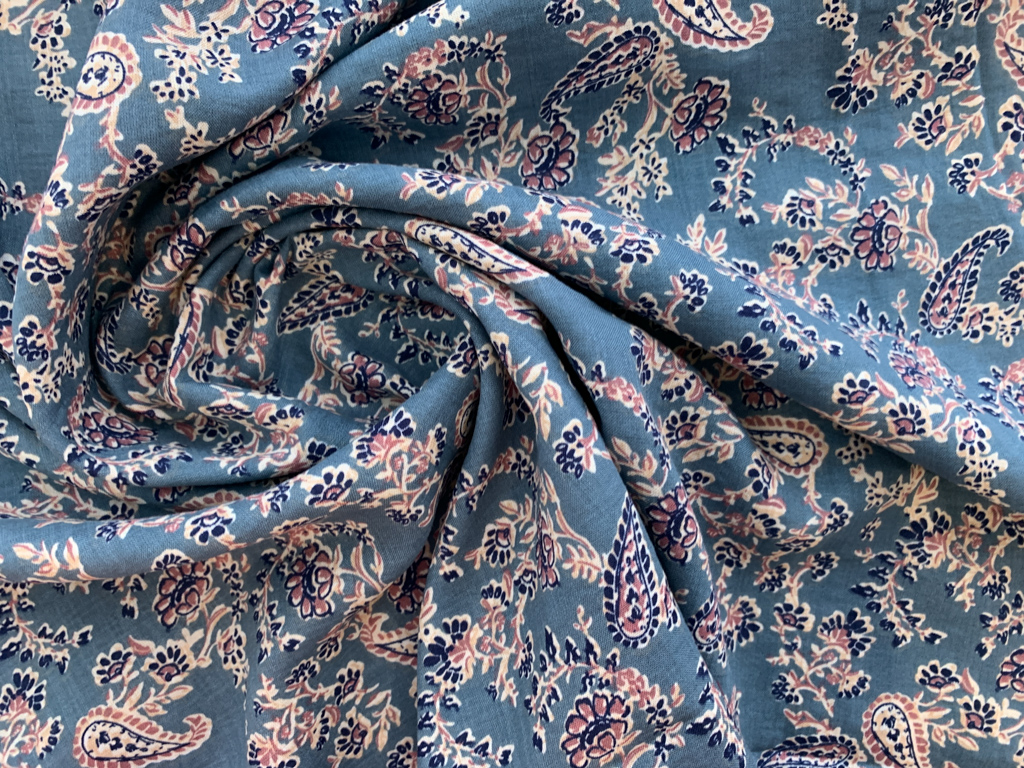 Cotton/Rayon Voile - Paisley - Grey - Stonemountain & Daughter Fabrics
