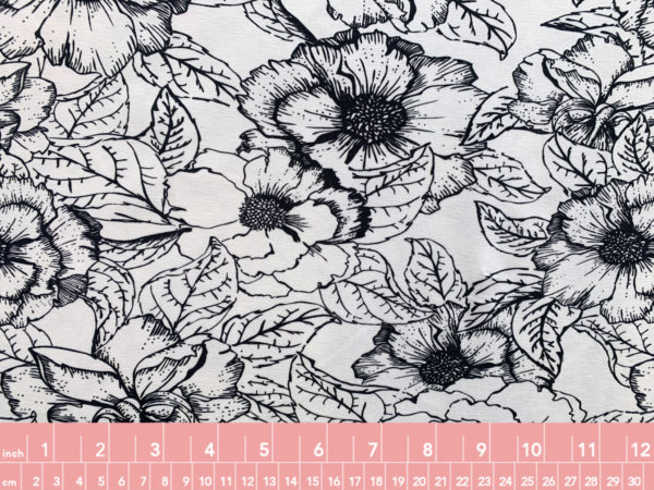 Avalana Cotton/Spandex Jersey - Outline Floral - White - Stonemountain ...