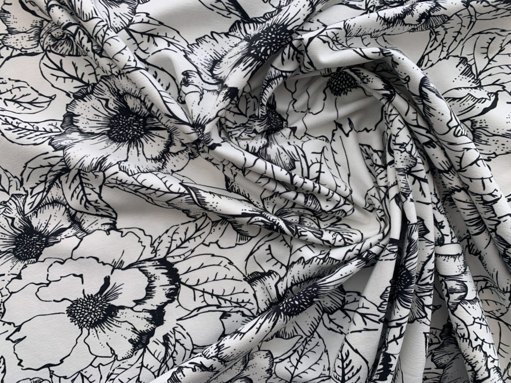 Avalana Cotton/Spandex Jersey - Outline Floral - White - Stonemountain ...