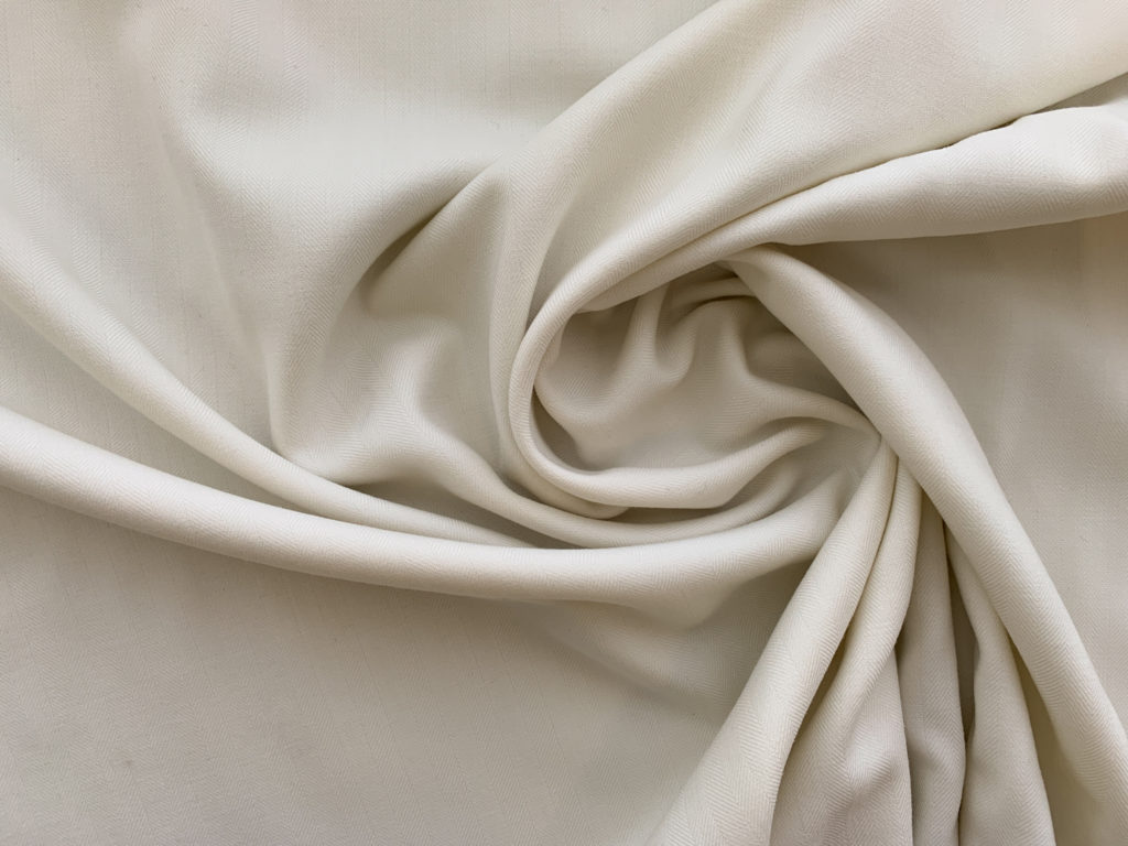 Designer Deadstock - Tropical Weight Wool - Ivory Herringbone ...