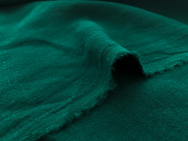 Solid Washed Linen - Emerald Green - Stonemountain & Daughter Fabrics