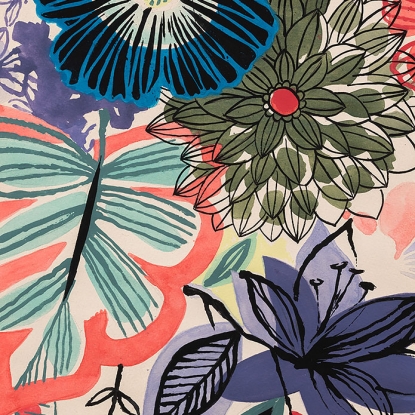 Quilting Cotton - Alexander Henry - Painted Dahlia - Tea ...