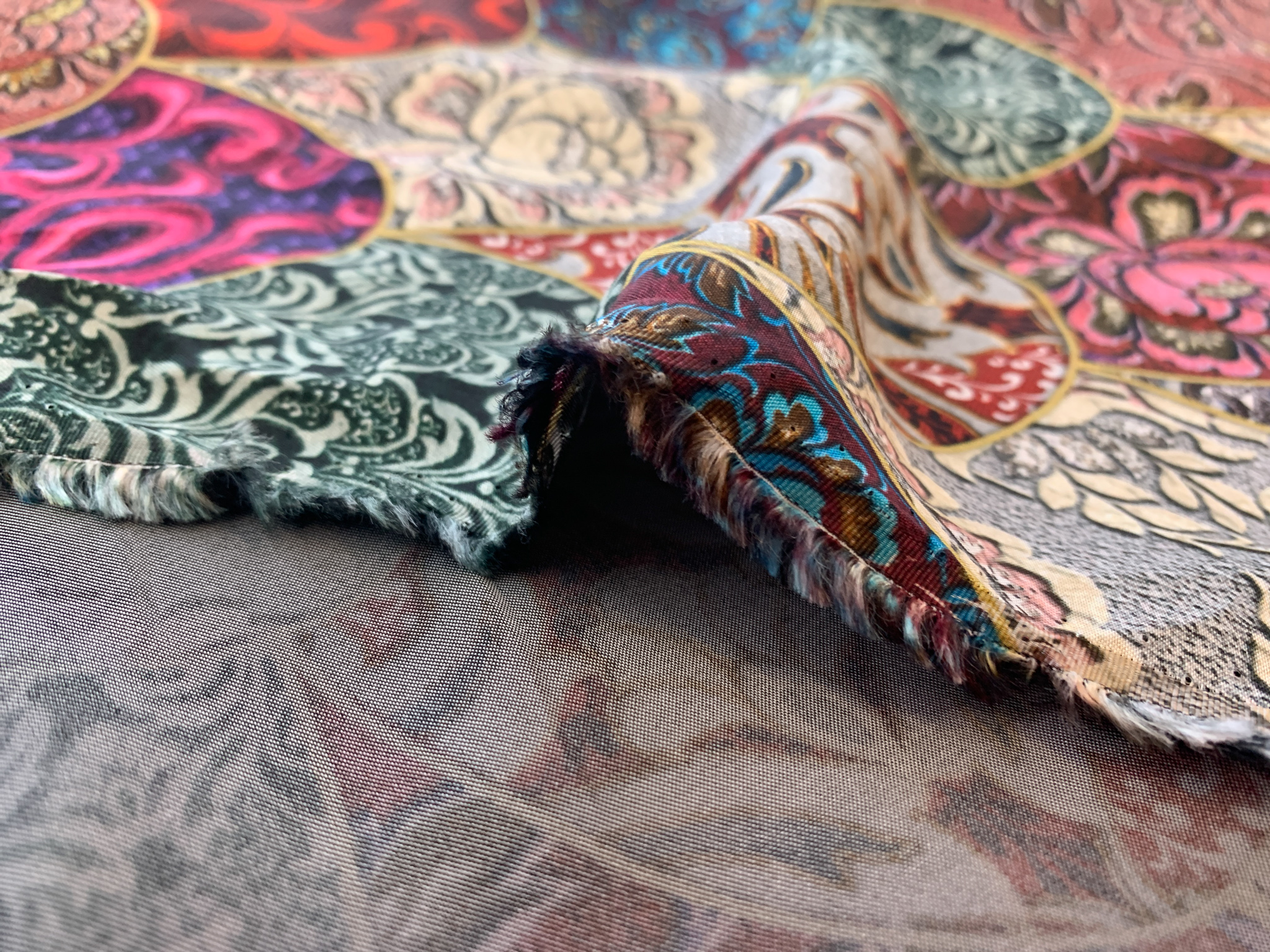 Designer Deadstock - Italian Rayon/Silk Challis - Stained Glass ...