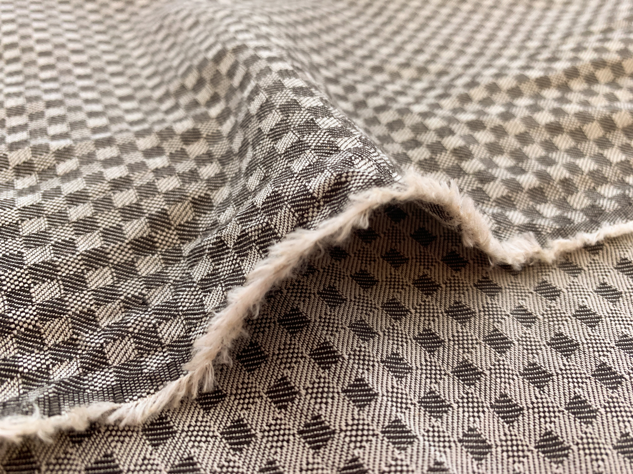 Designer Deadstock - Italian Cotton Jacquard - Grey Check ...