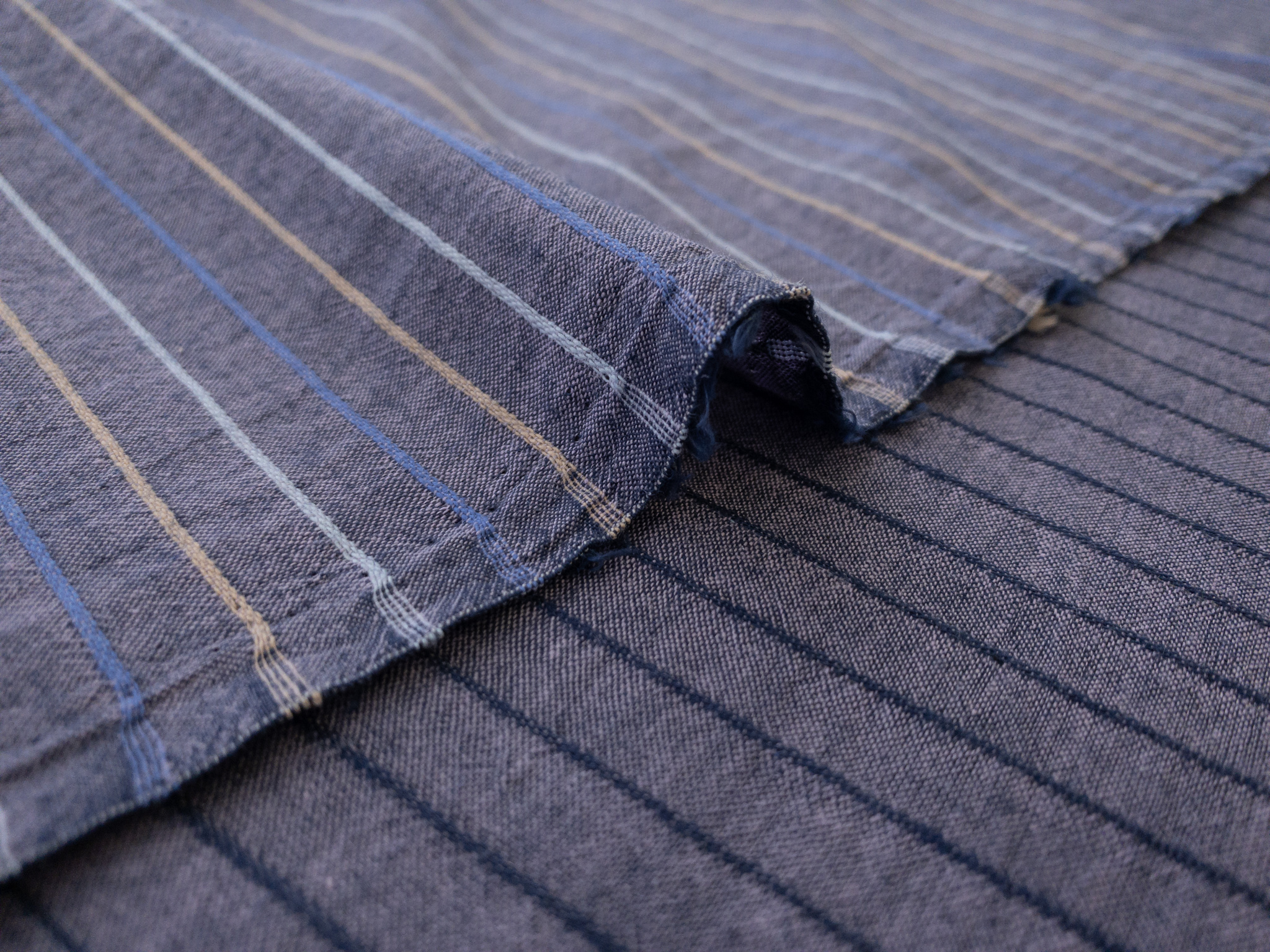 Japanese Cotton/Linen Chambray w/ Raised Stripes - Dusk - Stonemountain ...