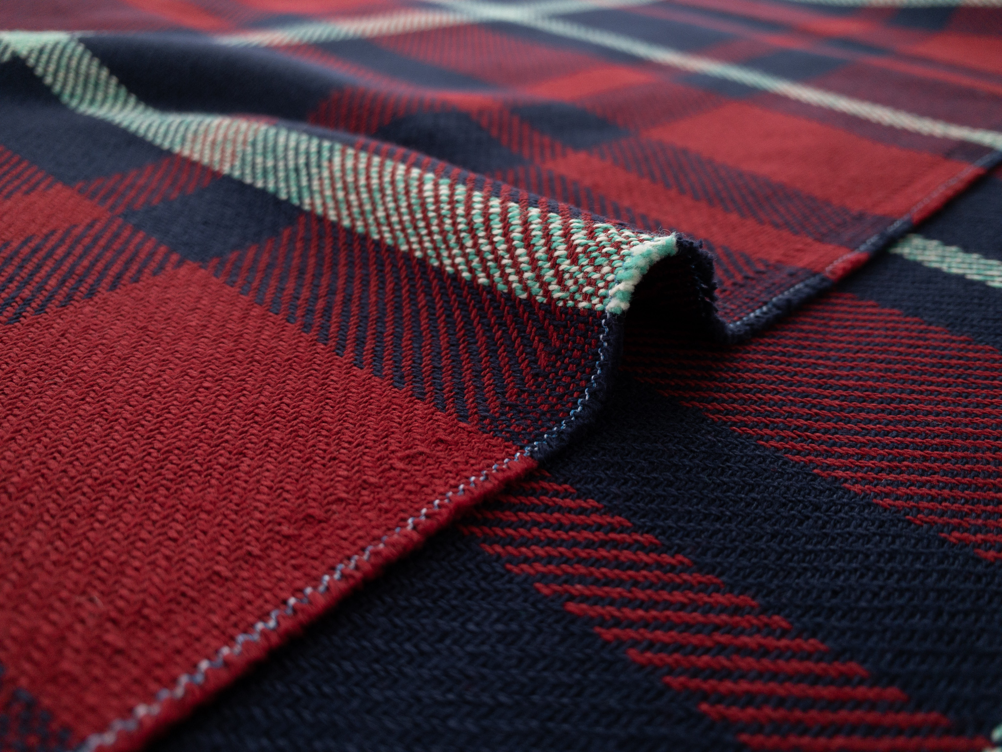Designer Deadstock - Midweight Cotton Twill Plaid - Red/Navy/Mint ...