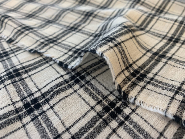 Designer Deadstock - Rayon Gauze - Black/White Plaid - Stonemountain ...