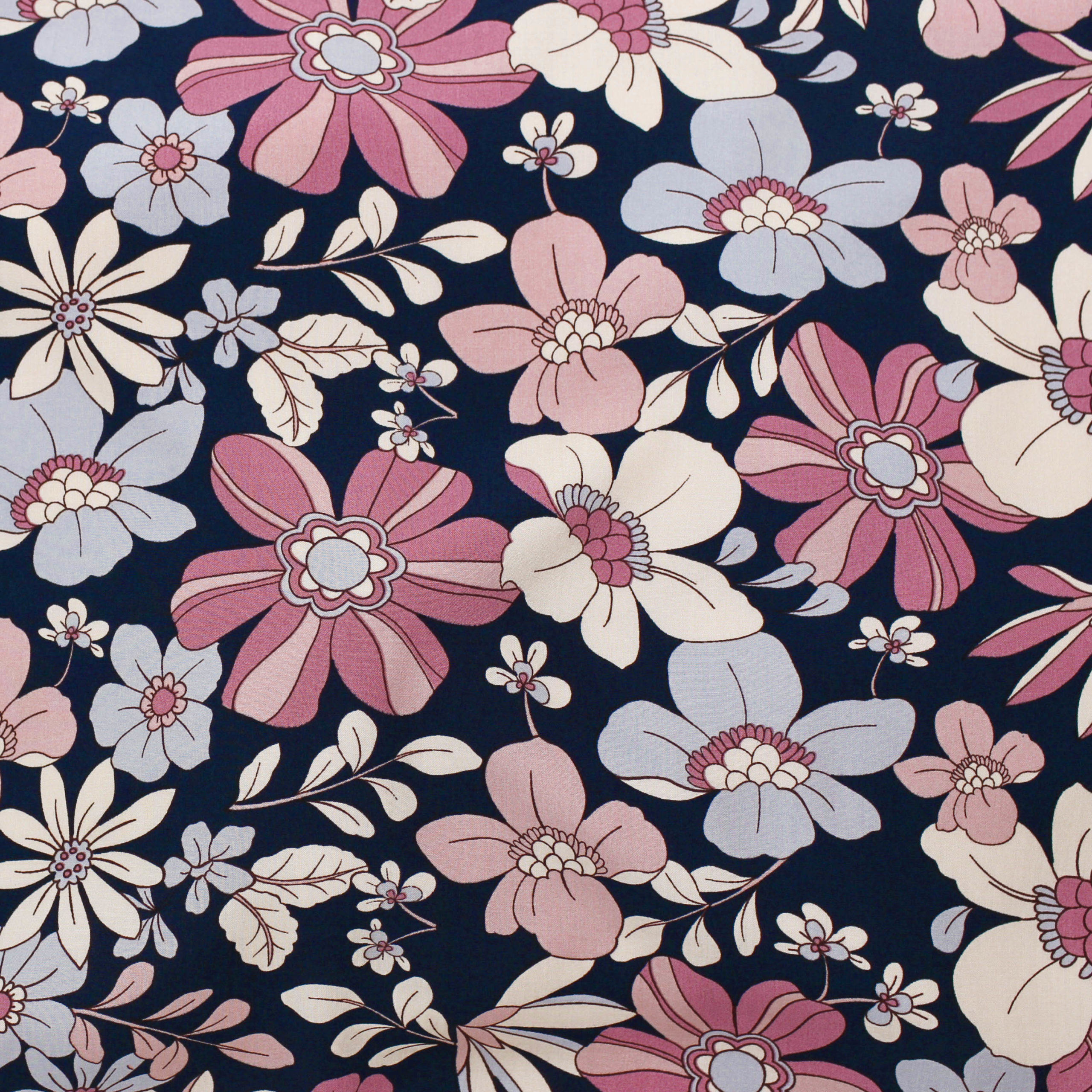 Rayon Poplin Print – Woodland Wild Flowers - Navy/Ecru - Stonemountain ...