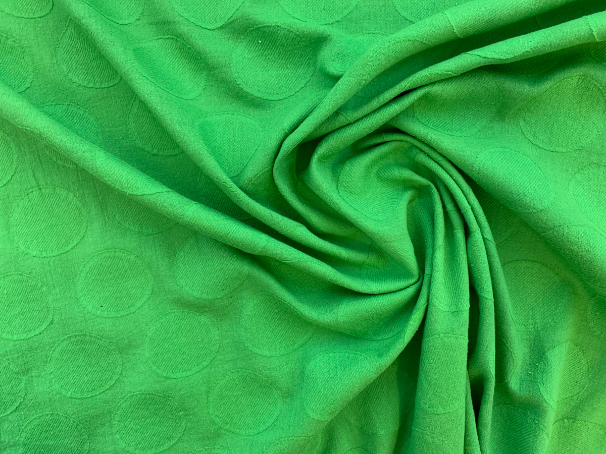 Designer Deadstock - Cotton Textured Voile - Green Polka Dot ...