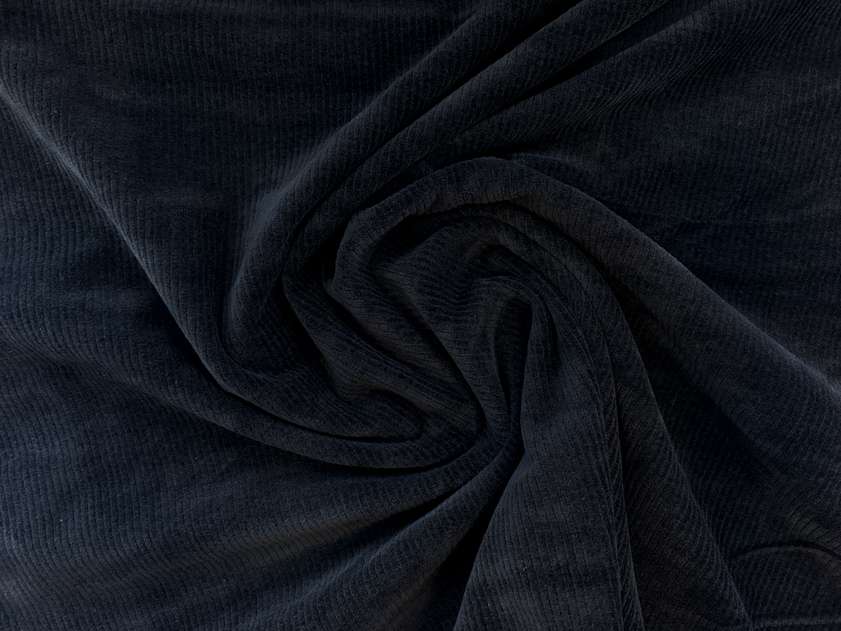 Designer Deadstock - Ribbed Cotton/Poly Velour - Black - Stonemountain ...