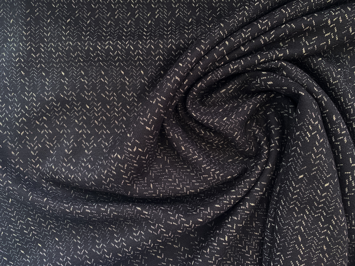 Designer Deadstock - Wool/Acrylic Ponte Knit - Black/Tan Chevron ...